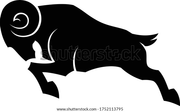 Edgy Design Silhouette Ram Attacking Simple Stock-vektor (royaltyfri ...