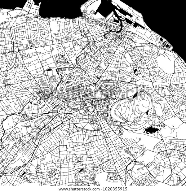 Edinburgh Downtown Vector Map Monochrome Artprint Stock Vector (Royalty ...
