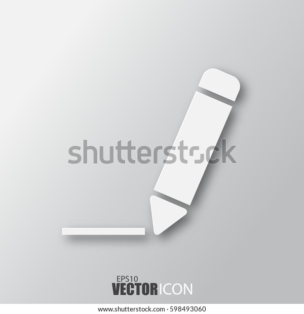 Edit Icon White Style Shadow Isolated Stock Vector (Royalty Free ...