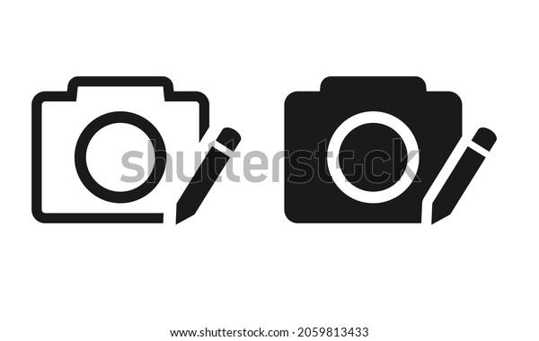 Edit Picture Symbol Camera Pencil Icon Stock Vector (Royalty Free ...