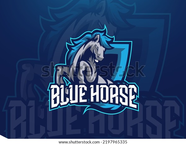 Editable Blue Horse Mascot Logo Template Stock Vector (Royalty Free ...