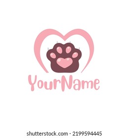 Editable Illustrated Paw Print Logo Template Stock Vector (Royalty Free ...