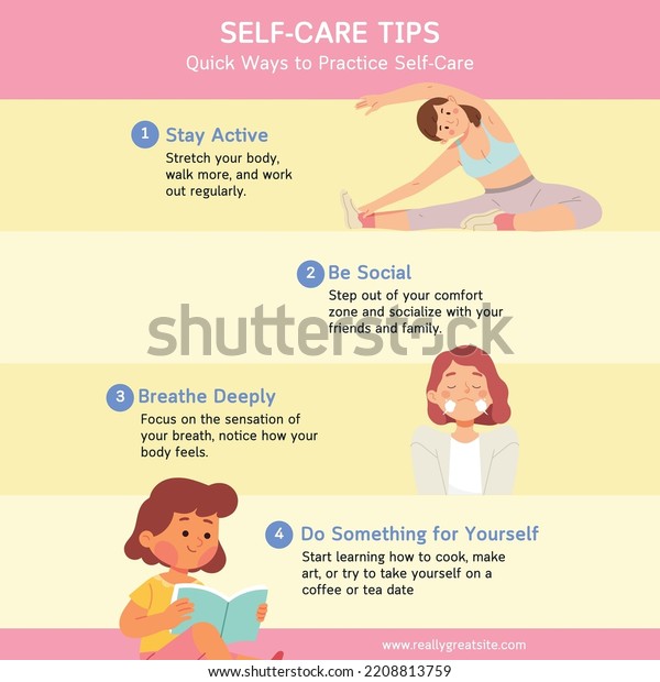 Editable Illustrated Self Care Tips Graphics Stock Vector (Royalty Free ...