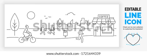 Editable Linear Line Illustration Iconic Stick Stock Vector (Royalty ...