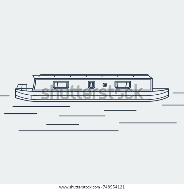 Editable Narrow Boat Vector Illustration Outline Stock Vector (Royalty ...