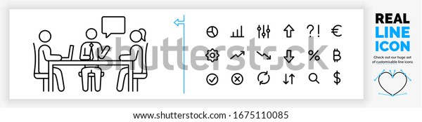 Editable Real Line Icon Male Female Stock Vector (Royalty Free ...