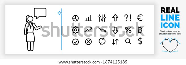 Editable Real Line Icon Set Standing Stock Vector (Royalty Free ...