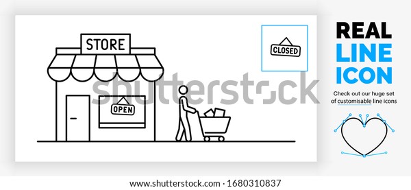 Editable Real Line Icon Store Illustration Stock Vector (Royalty Free ...