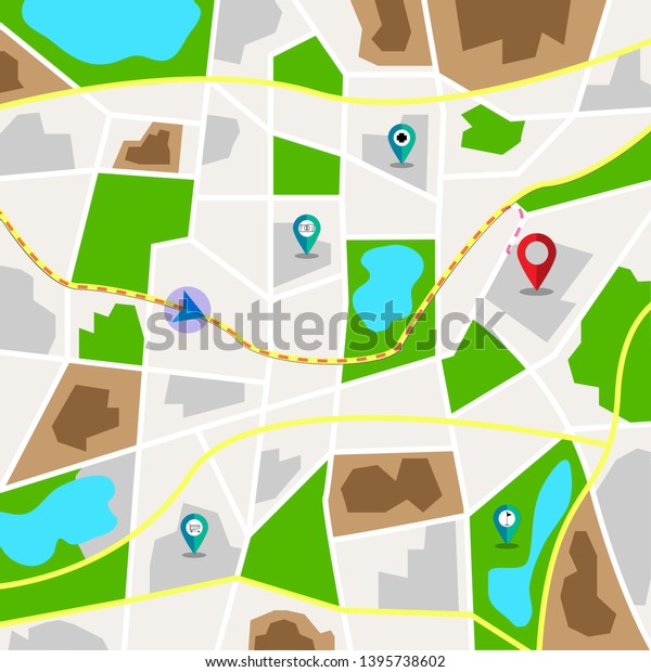 Editable Street Map Travel Town Location Stock Vector (Royalty Free ...
