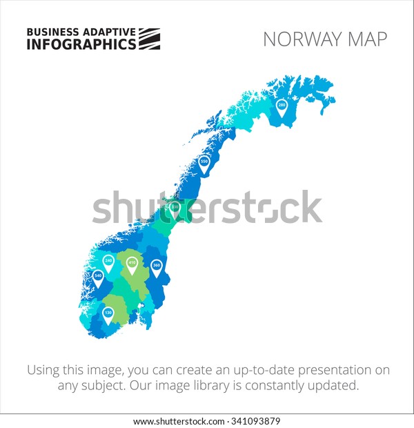 Editable Template Detailed Map Norway Percent Stock Vector (Royalty ...