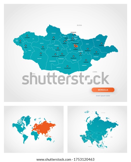 Editable Template Map Mongolia Marks Mongolia Stock Vector (Royalty ...
