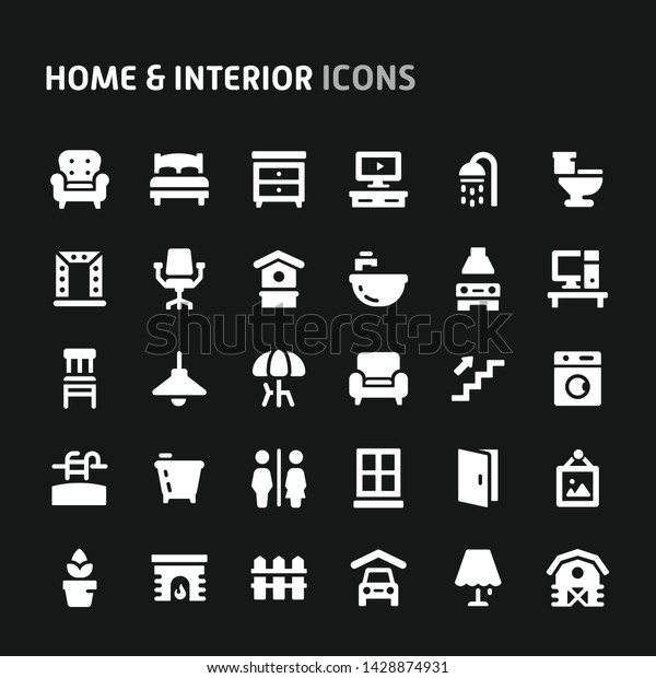 Editable Vector Icons Related Home Interior Stock Vector (Royalty Free ...