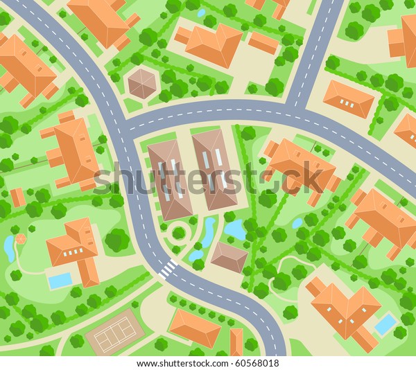 Editable Vector Map Generic Residential Area Stock Vector (Royalty Free ...