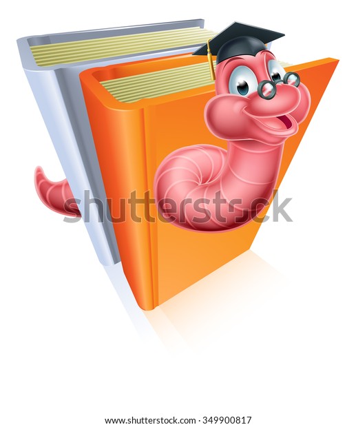 Education Bookworm Concept Book Worm Wearing Stock Vector (Royalty Free ...
