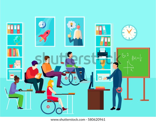 Education Classroom Disabilities Composition Disabled Students Stock ...