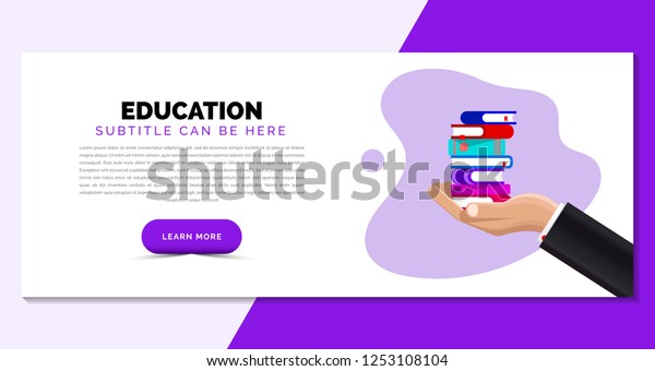 Education Concept Creative Template Purple Style Stock Vector (Royalty ...