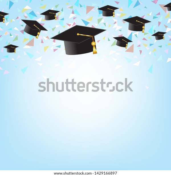 Education Concept Graduation Caps On Background Stock Vector (Royalty ... Education Concept Graduation Caps On Background Stock Vector (Royalty ...