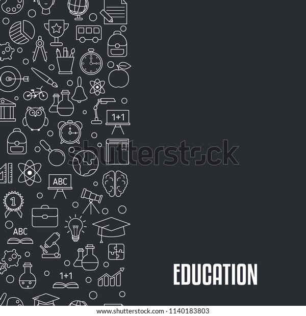 Education Design Concept Black Background Education Stock Vector ...