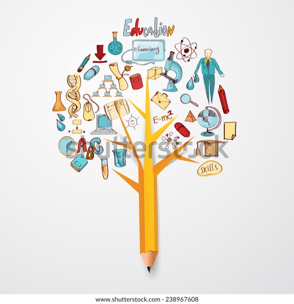 Education Doodle Concept Research Science School: vector de stock ...