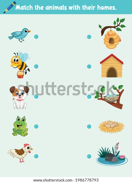 Education Element Matching Game Preschool Children Stock Vector ...