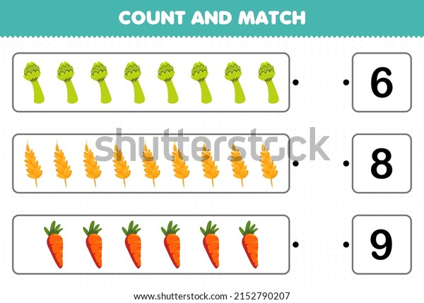 Education Game Children Count Match Count Stock Vector (Royalty Free ...