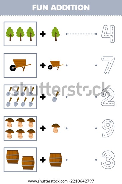 Education Game Children Fun Addition Cartoon Stock Vector (Royalty Free ...