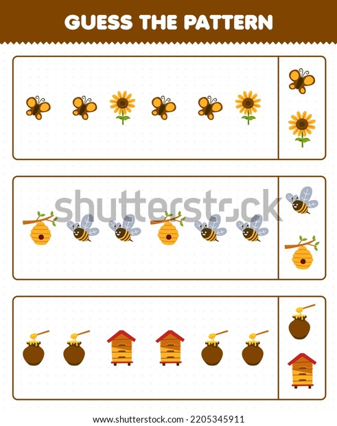 Education Game Children Guess Pattern Each Stock Vector (Royalty Free ...