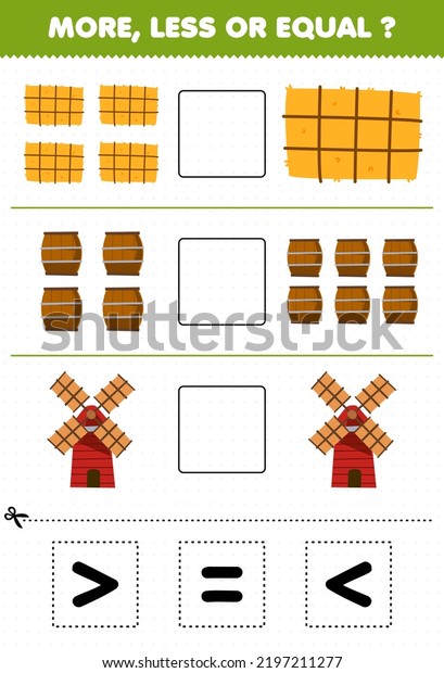 Education Game Children More Less Equal Stock Vector (Royalty Free ...