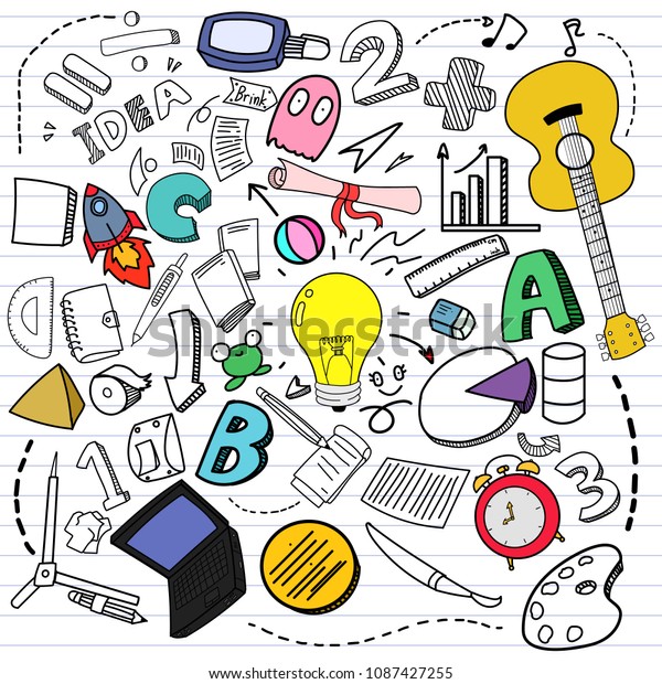 Education Handdraw Doodle Set Stock Vector (Royalty Free) 1087427255 ...