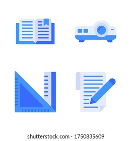 Education Icon Set Read Book Projector Stock Vector (Royalty Free ...