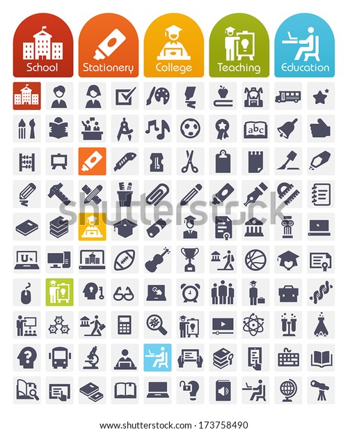 Education Icons Set Transparent Quality Icons Stock Vector (Royalty ...