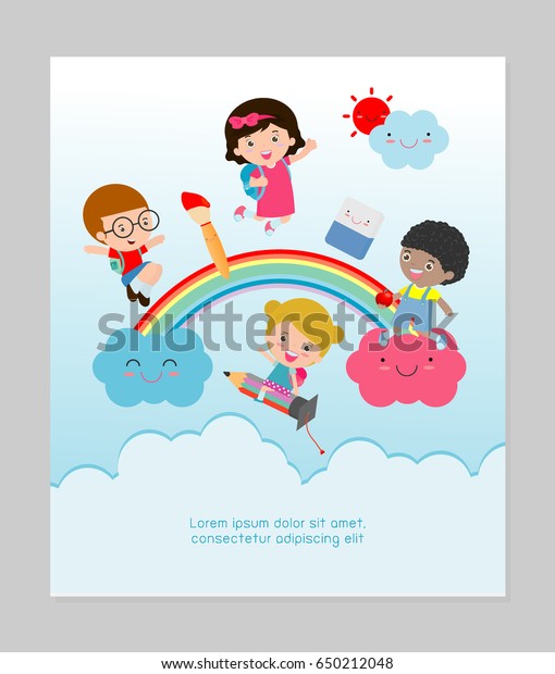 Education Kids Rainbow Back School Education Stock Vector (Royalty Free ...