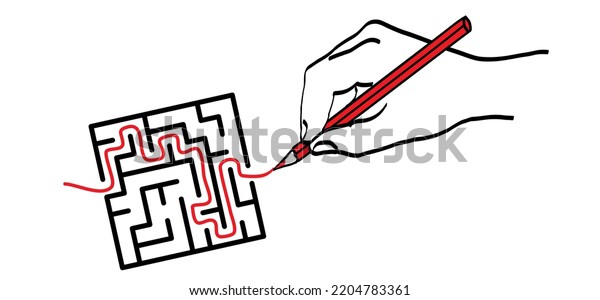Education Logic Hand Drawing Labyrinth Line Stock Vector (Royalty Free ...