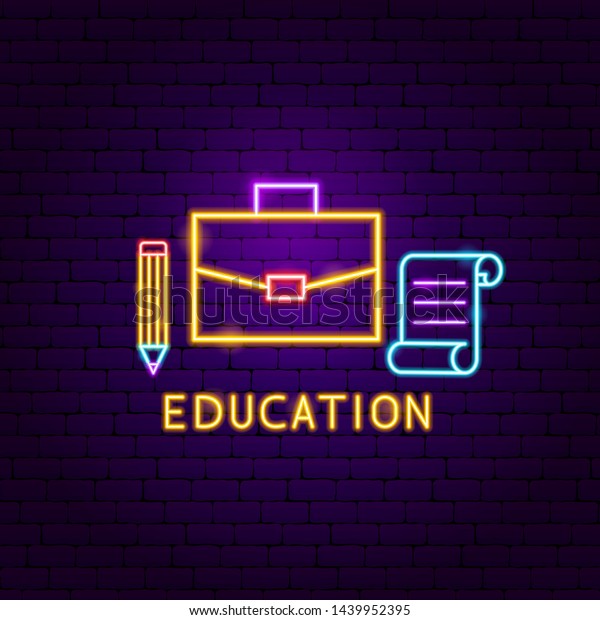 Education Neon Label Vector Illustration School: vector de stock (libre ...