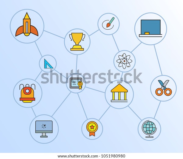 Education School Icon Network Diagram Blue Stock Vector (Royalty Free ...
