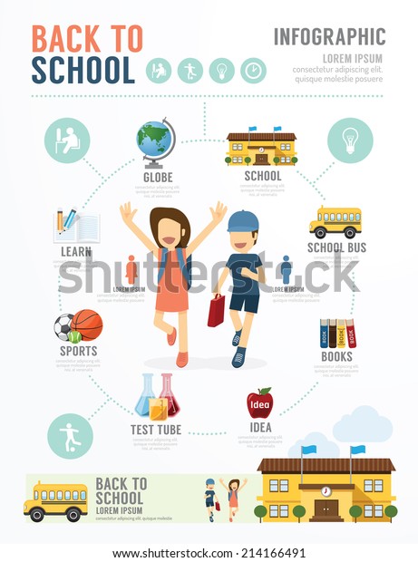 Education School Template Design Infographic Concept: เวกเตอร์สต็อก ...