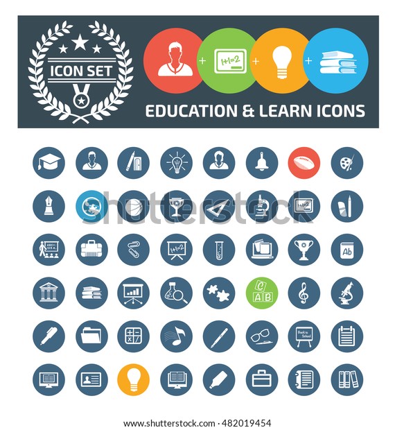 Education Science Icon Set Designclean Vector Stock Vector (Royalty ...