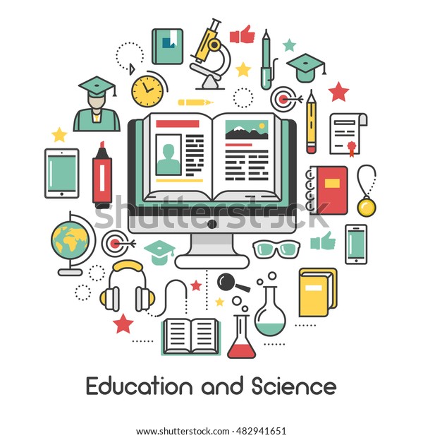 Education Science Line Art Thin Vector Stock Vector (Royalty Free ...