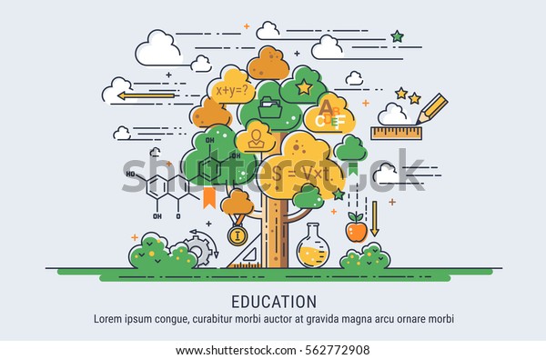 Education Science Line Art Thin Vector Stock Vector (Royalty Free ...