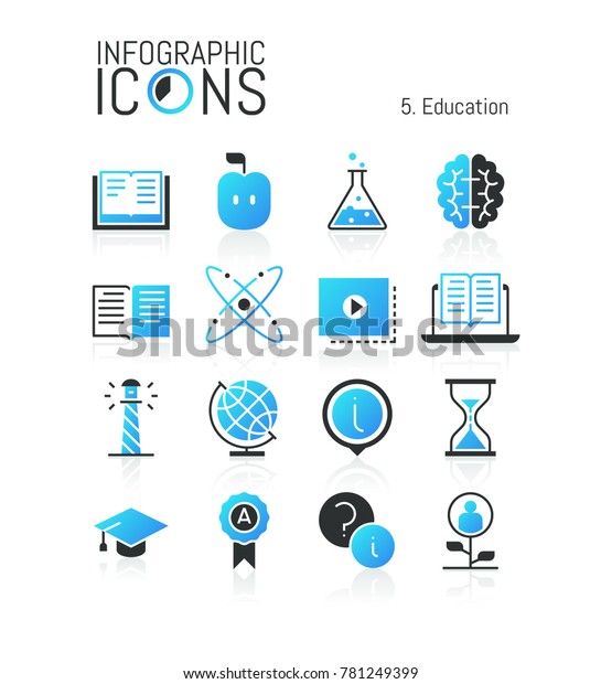Education Scientific Research Icon Set Brain: vector de stock (libre de ...