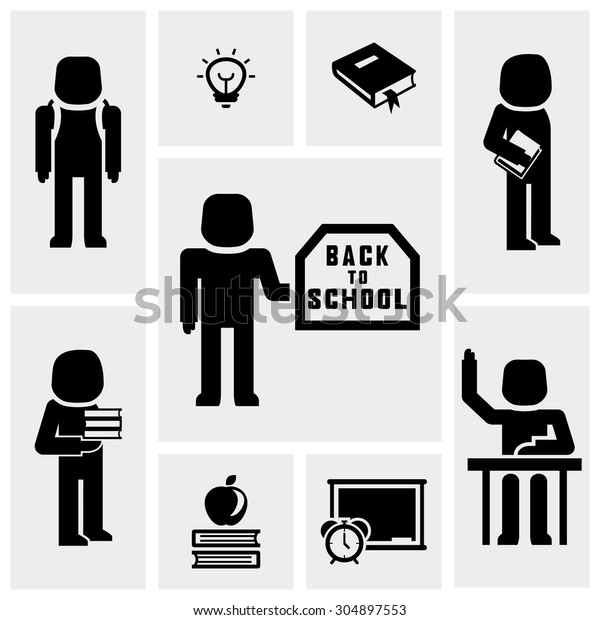 Education Student Pupil Vector Icons Set Stock Vector (Royalty Free ...