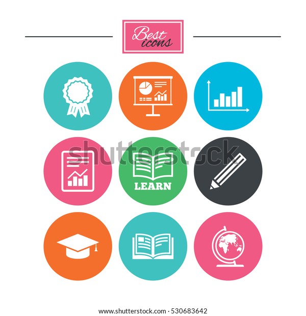 Education Study Icon Presentation Signs Report Stock Vector (Royalty ...