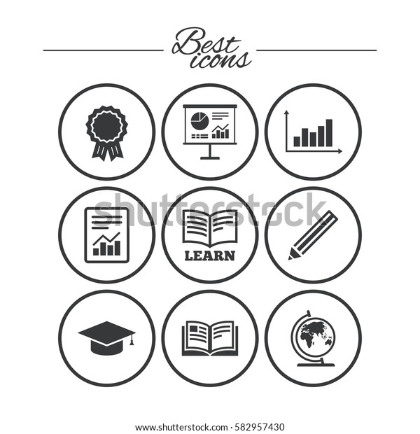 Education Study Icon Presentation Signs Report Stock Vector (Royalty ...