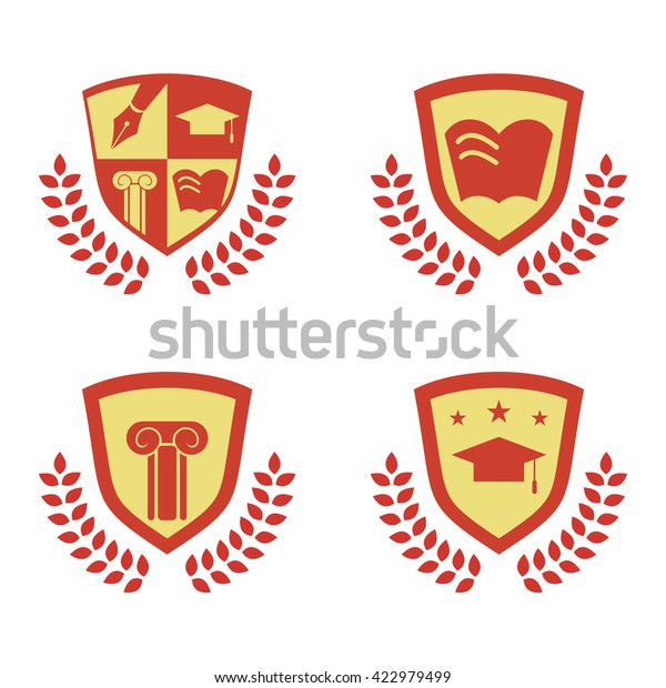 Education Symbol Shield Badge Set Stock Vector (Royalty Free) 422979499