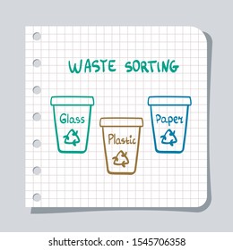 Education Waste Sorting Line Drawing On Stock Vector (Royalty Free ...