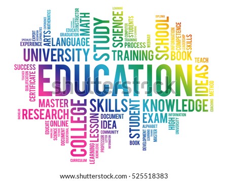 EDUCATION Word Cloud Collage Background Concept Stock Vector (Royalty ...