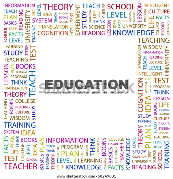 Education Word Collage On White Background 스톡 벡터(로열티 프리) 58249801