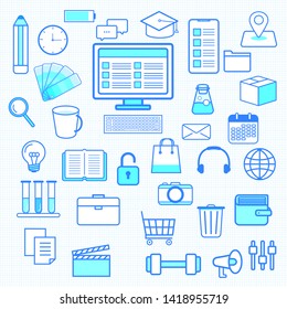 Education Work Icon Set Vector: vector de stock (libre de regalías ...