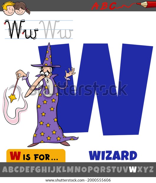Educational Cartoon Illustration Letter W Alphabet Stock Vector ...