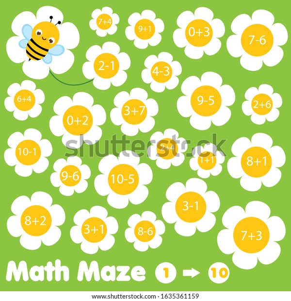 Educational Children Game Mathematics Maze Labyrinth Stock Vector ...